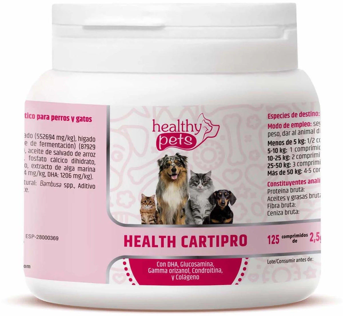 Health Cartipro · Healthy Pets · 125 comprimidos – Herbolario Salud Natural