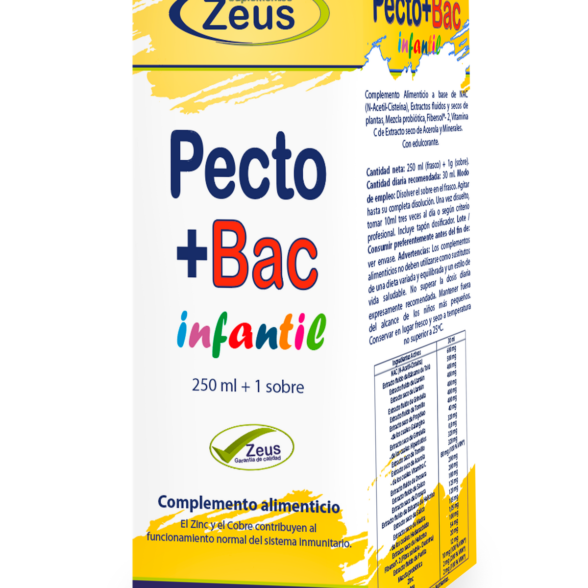 Pecto + Bac Infantil · Suplementos Zeus · 250 ml + 1 sobre – Herbolario ...